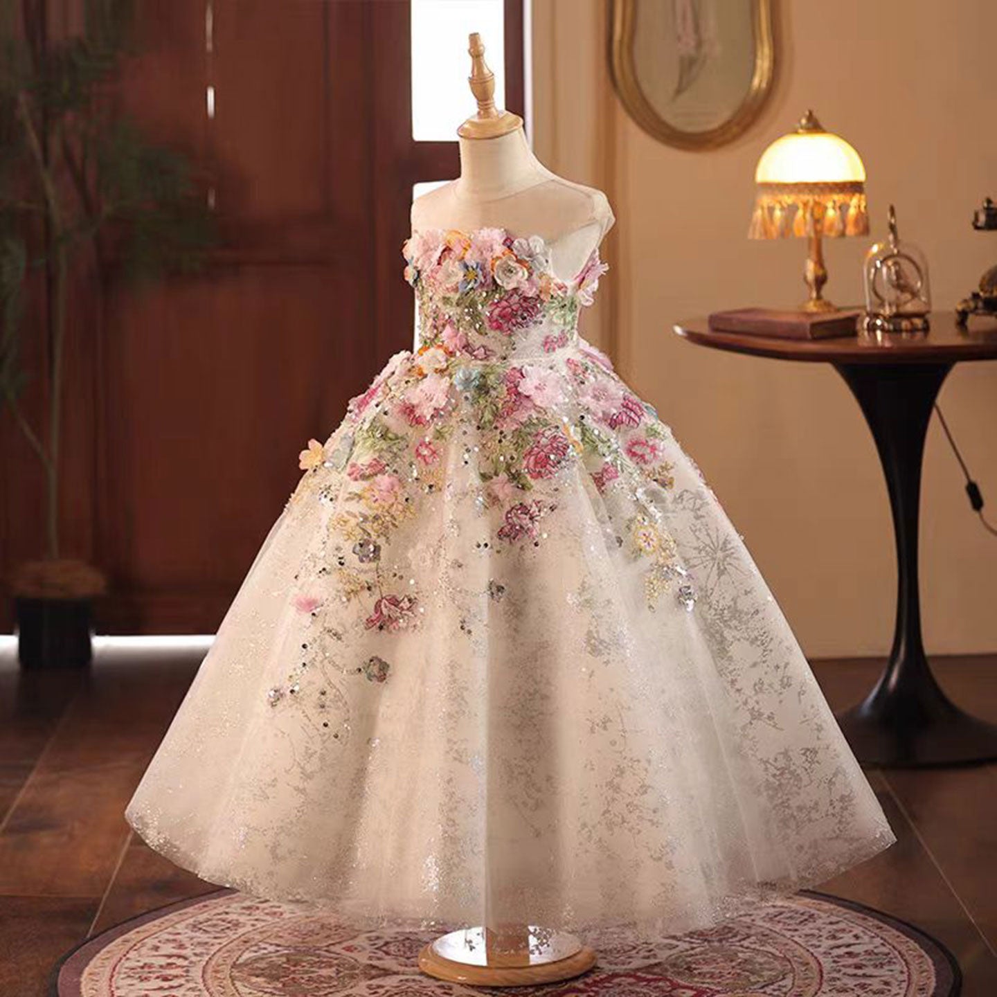 Floral Luxury Long Girl Dress for Princess Birthday Pageant J292A ...