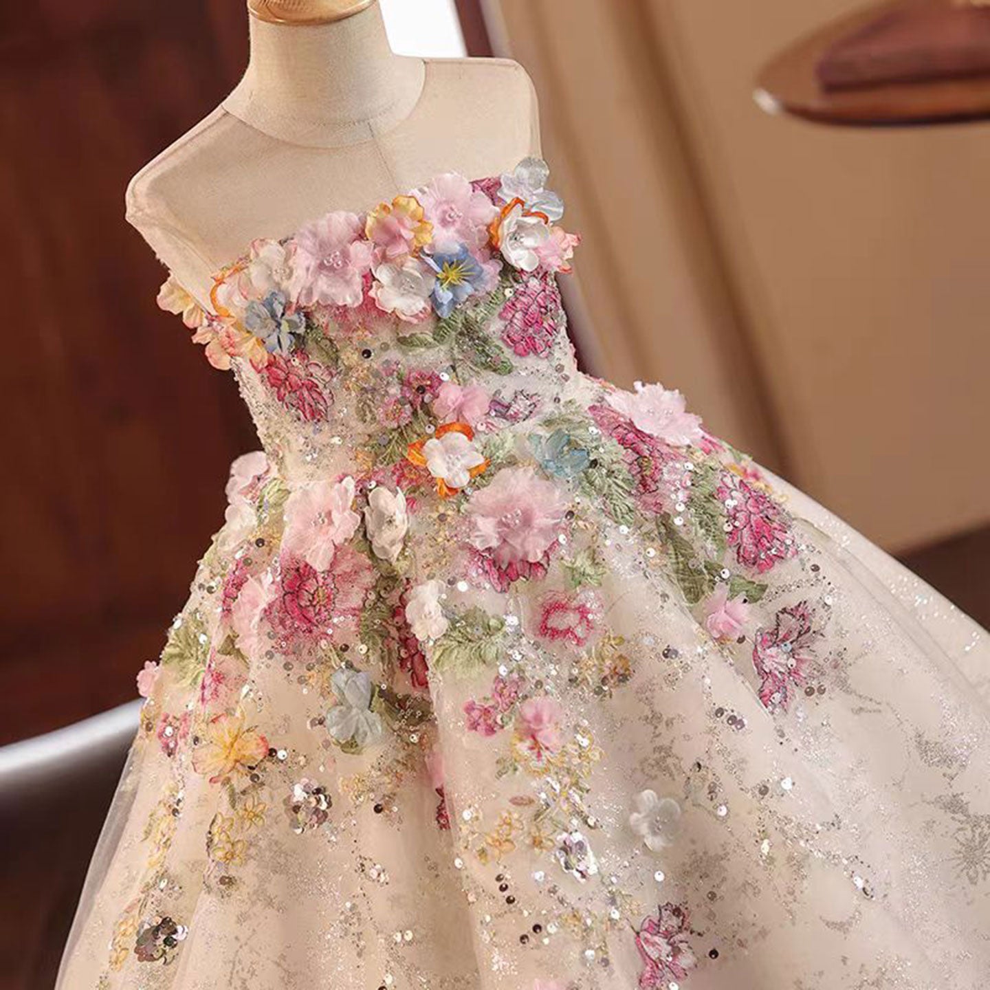 Floral Luxury Long Girl Dress for Princess Birthday Pageant J292A ...