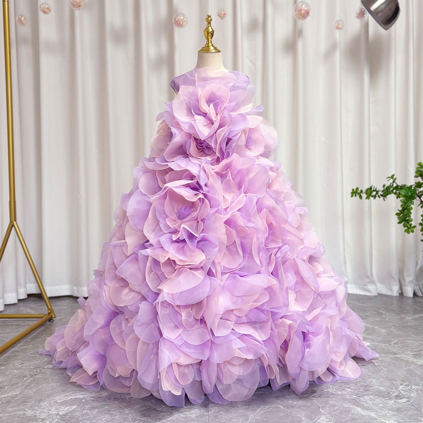 Luxury Arabic Lilac Girl Dressndmade 3D Flowers Kids Princess J201 ...